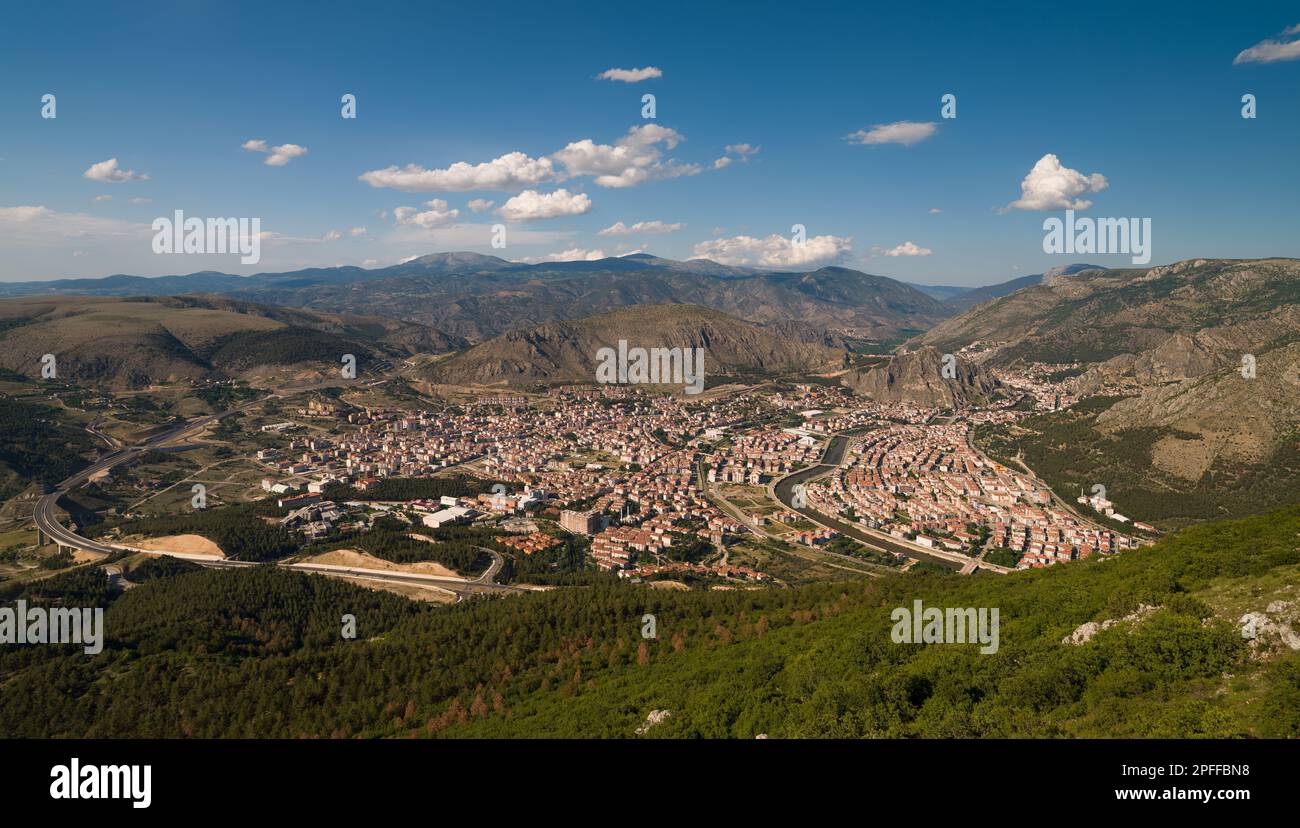 Top view of Amasya city in the morning. Turkey travel destinations ...