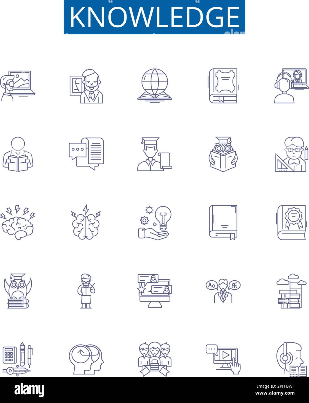 Knowledge line icons signs set. Design collection of Understand, Learn, Wisdom, Realize, Insight ...