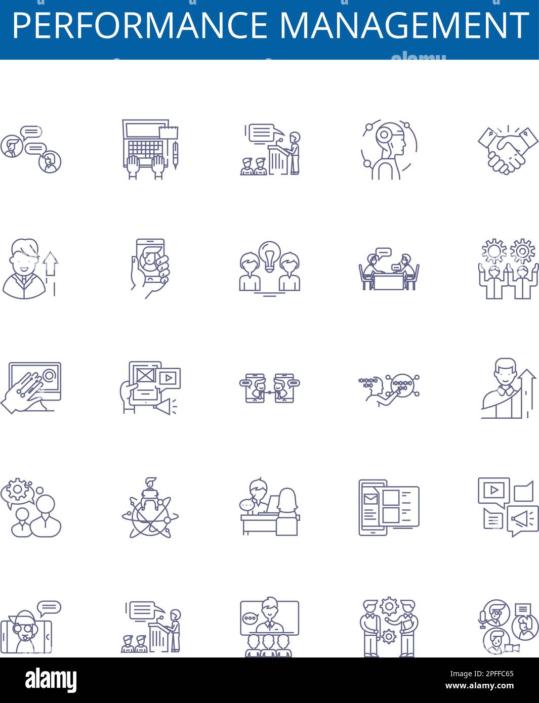 Performance Management Line Icons Signs Set Design Collection Of Auditing Assessing Coaching