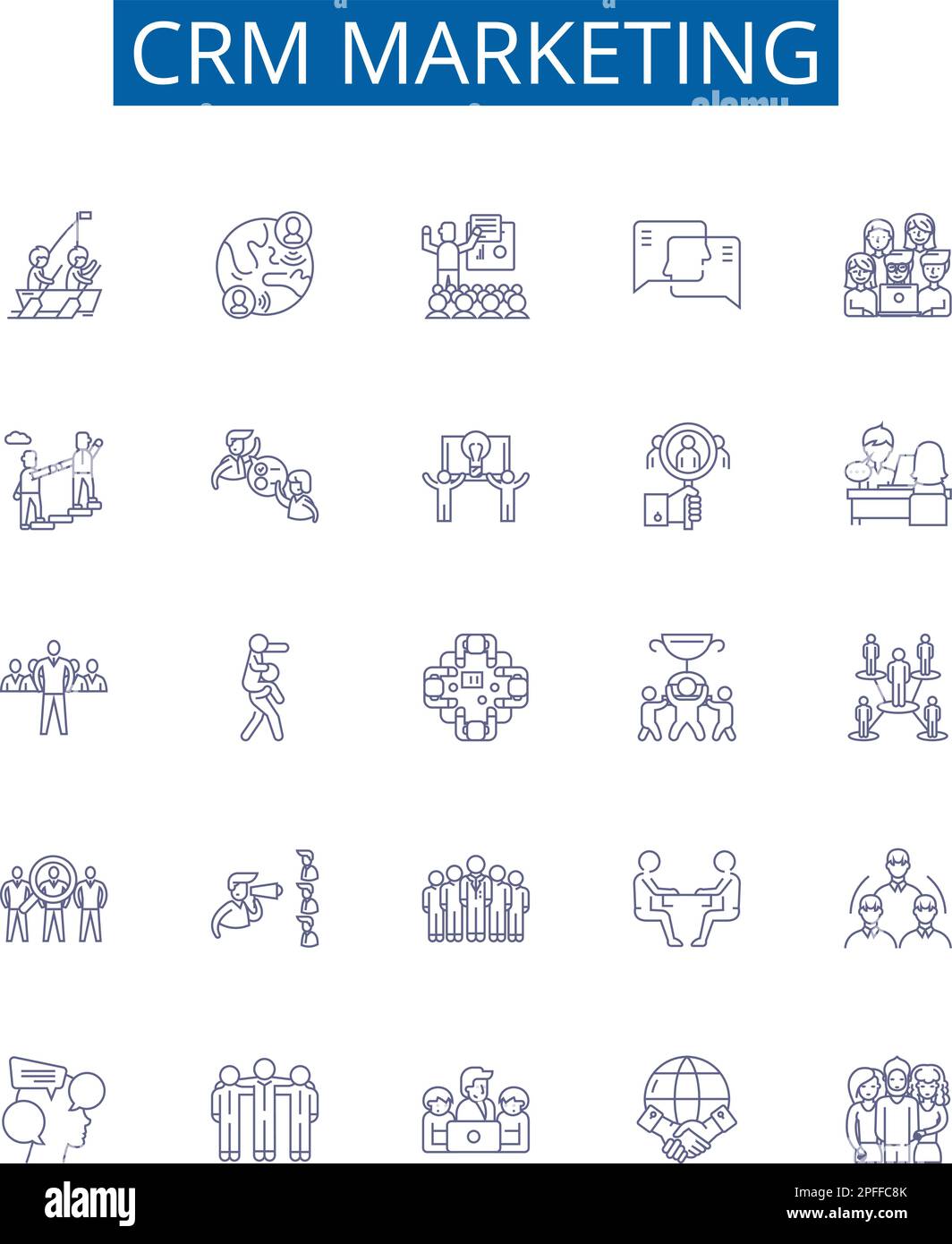 Crm Marketing Line Icons Signs Set Design Collection Of Crm Marketing