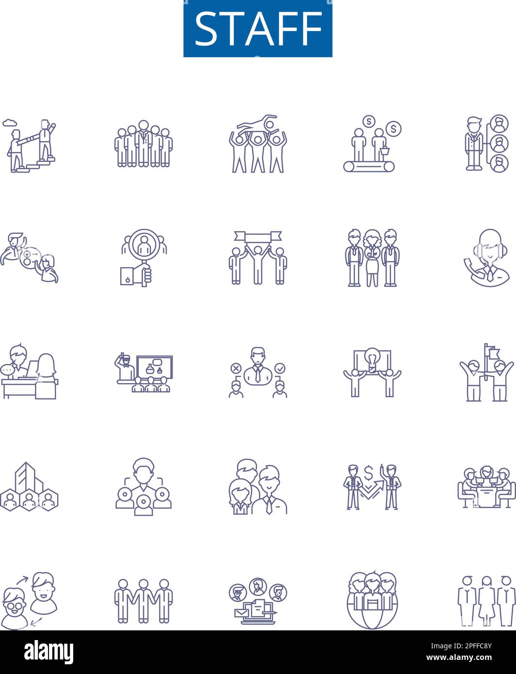 Staff line icons signs set. Design collection of Employees, Crew ... Staff line icons signs set. Design collection of Employees, Crew ...