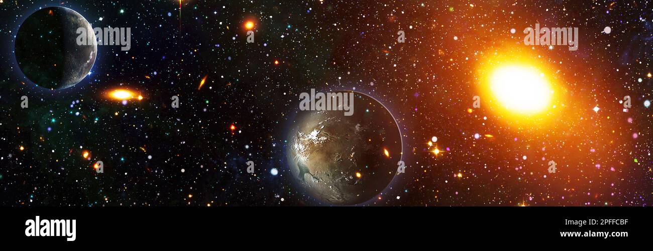 Galaxy and light. Planets, stars and galaxies in outer space showing ...