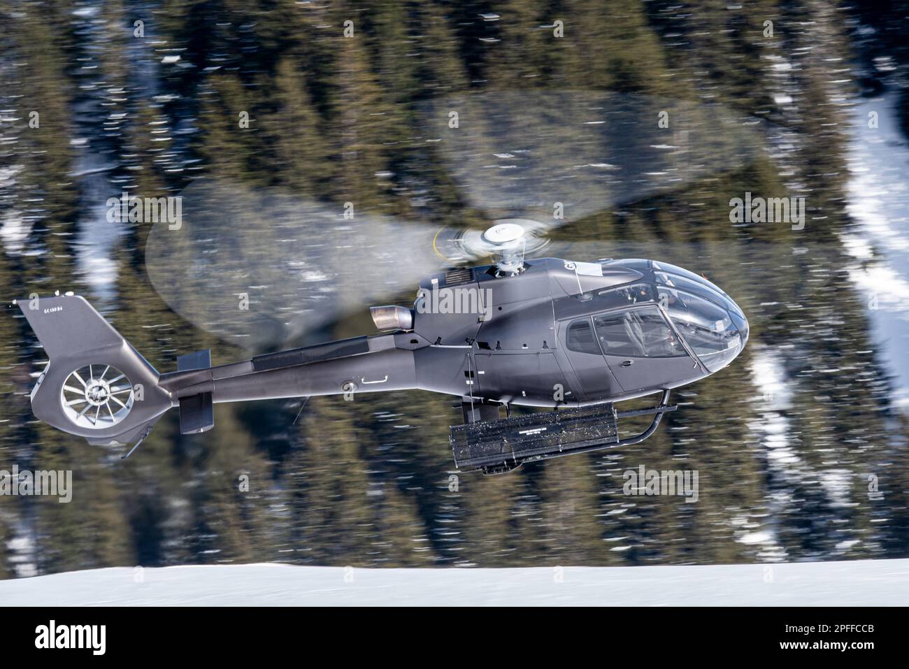Grey Airbus Helicopter EC120 Landing at Courchevel Altiport in the ...