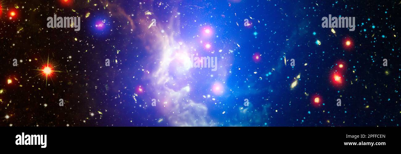 Colorful cosmos with stardust and milky way. Magic color galaxy ...