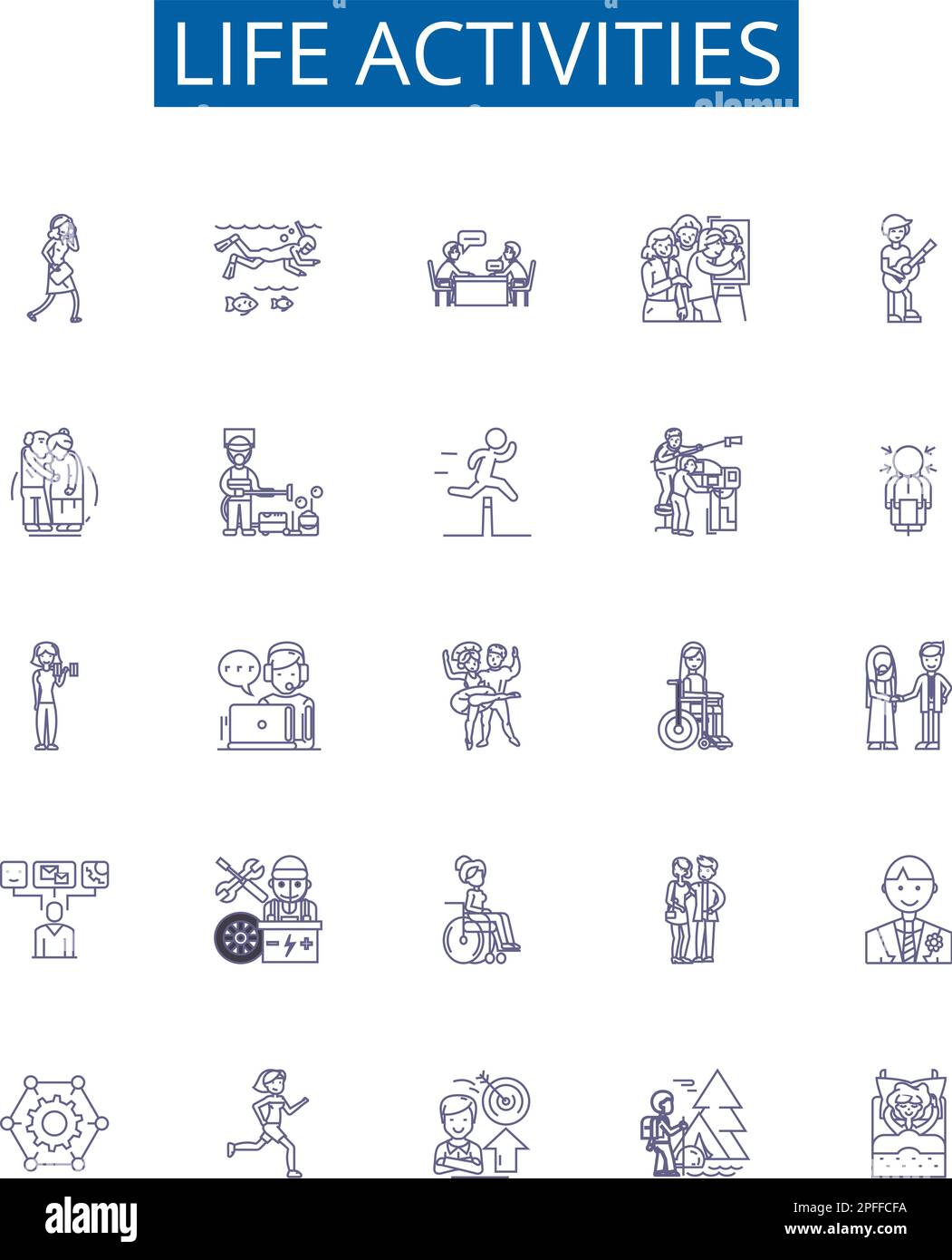 Life activities line icons signs set. Design collection of Existence ... Life activities line icons signs set. Design collection of Existence ...