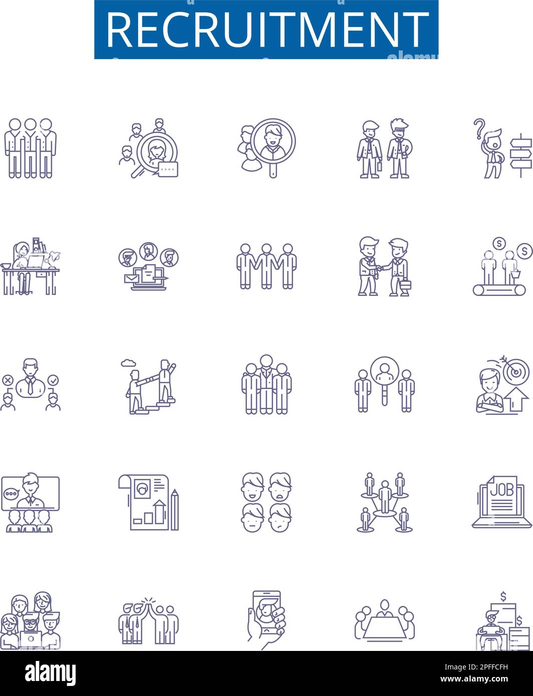 Recruitment line icons signs set. Design collection of Hiring, Appoint ...