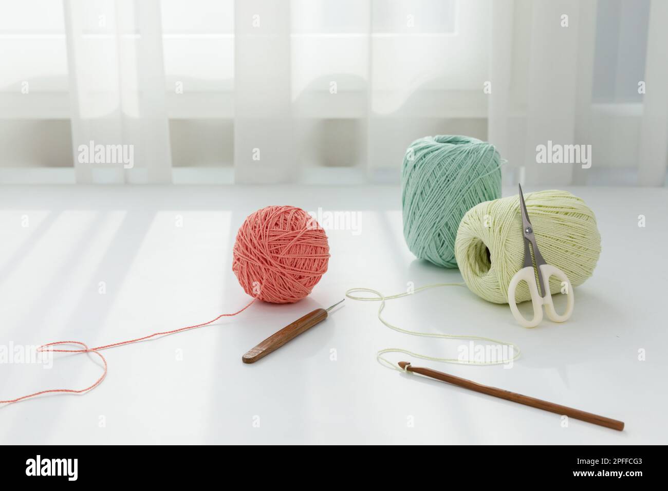 aesthetic photo of handmade, crafting hobbies, knitting yarn and a ...