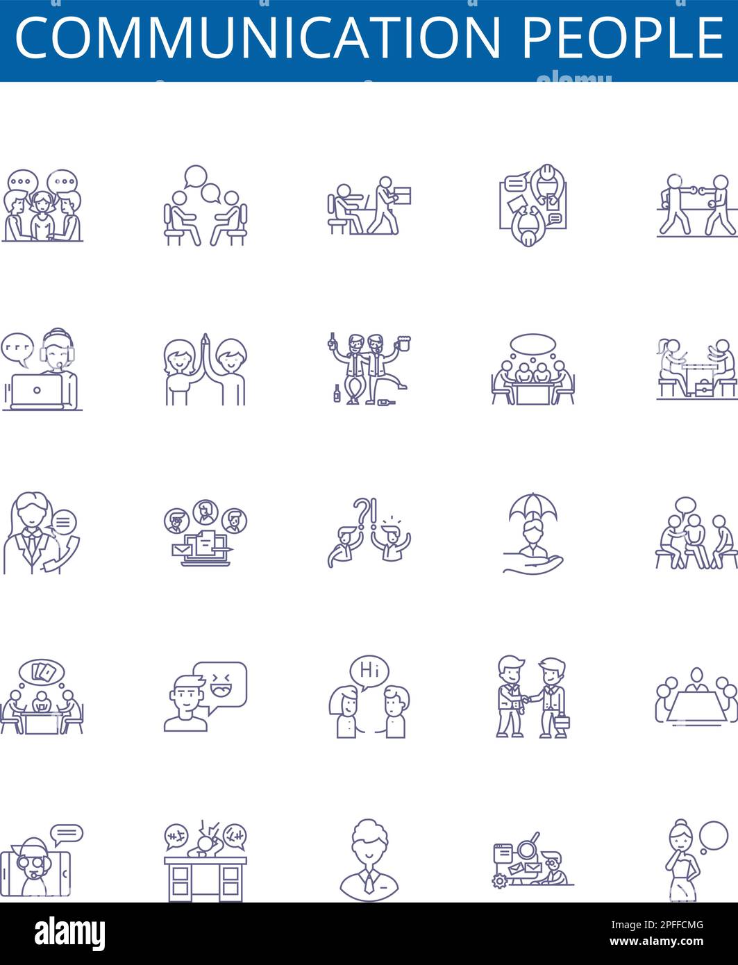 Communication people line icons signs set. Design collection of Interact, Converse, Exchange ...