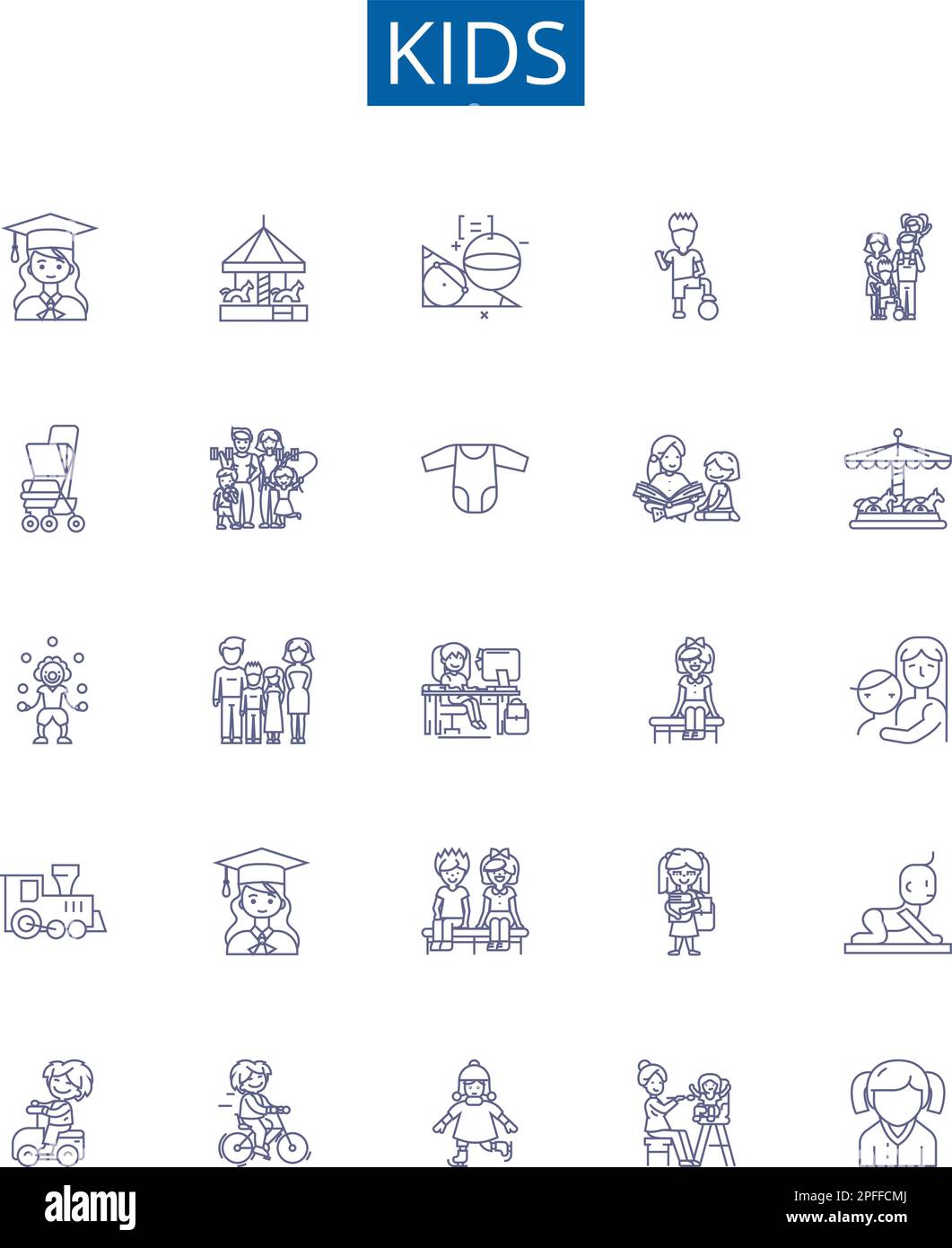 Kids line icons signs set. Design collection of Children, Toddlers, Babies, Youth, Teenagers ...