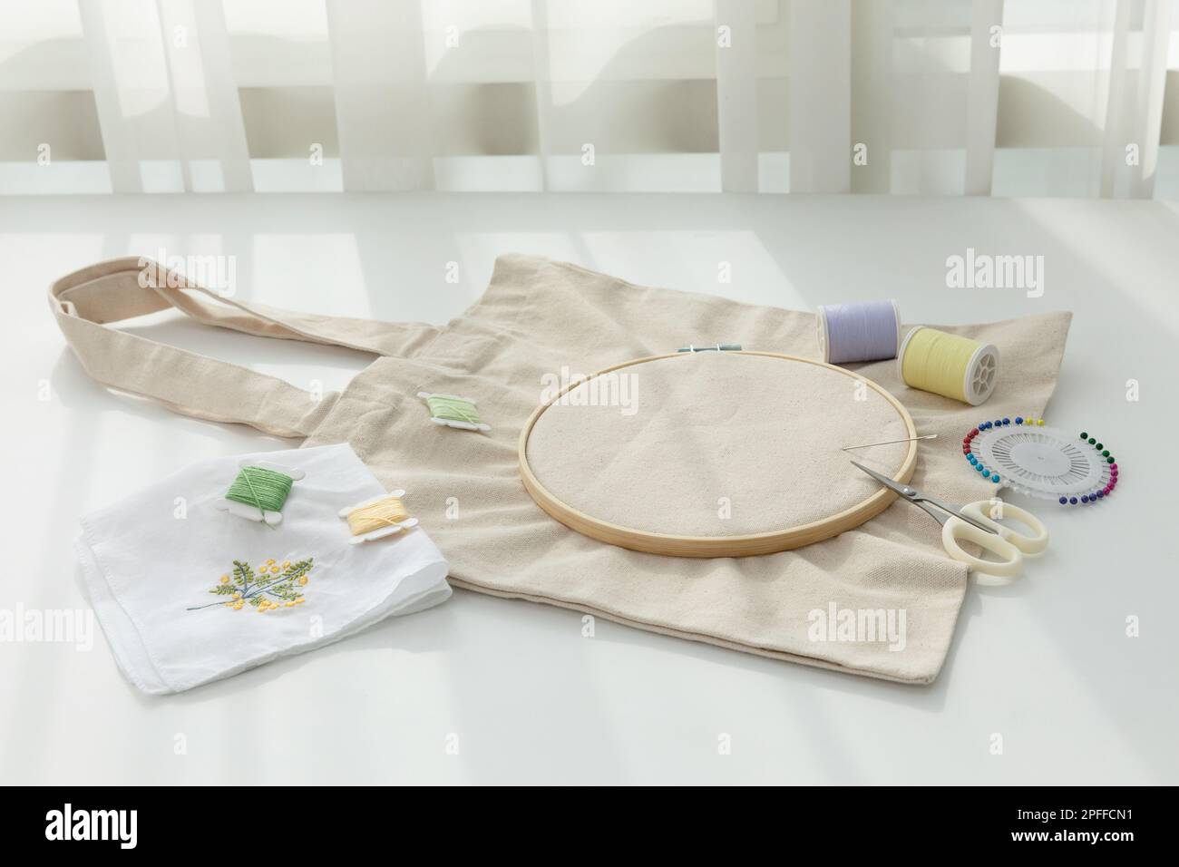 aesthetic photo of handmade, crafting hobbies, embroidery in an eco bag ...