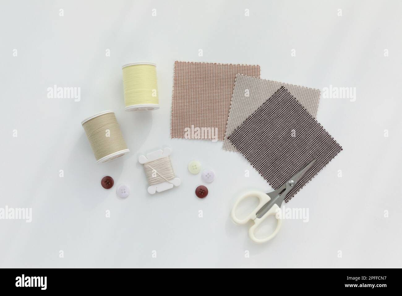 aesthetic photo of handmade, crafting hobbies, fabric sample and thread ...
