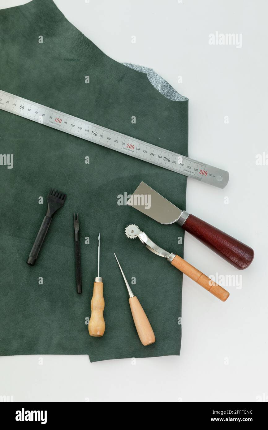 aesthetic photo of handmade, crafting hobbies, leather and tools Stock ...