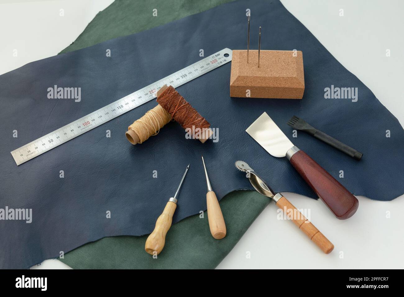 aesthetic photo of handmade, crafting hobbies, leather and tools Stock ...