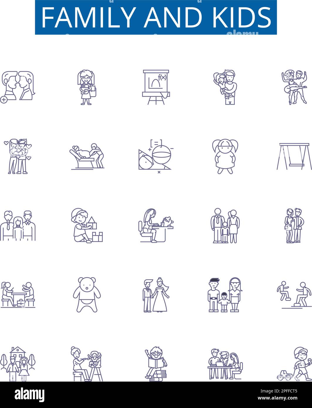 Family and kids line icons signs set. Design collection of Family, Kids, Parenting, Sibling ...