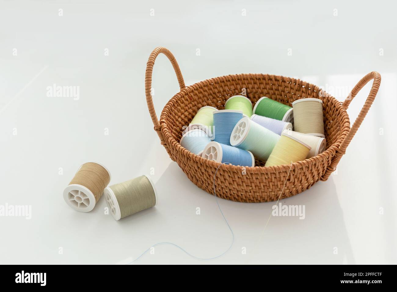 aesthetic photo of handmade, crafting hobbies, knitting thread in a ...