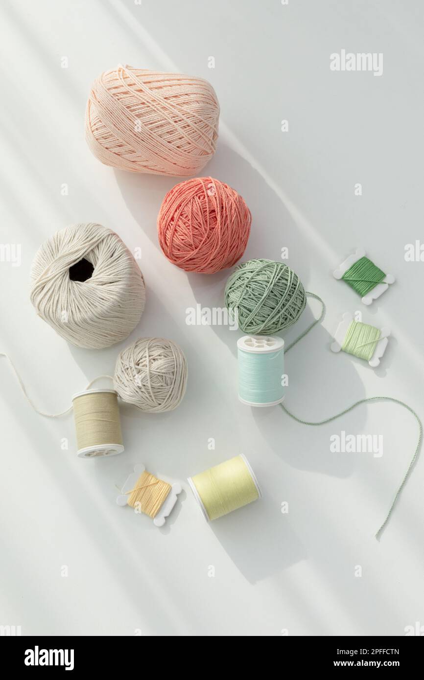 aesthetic photo of handmade, crafting hobbies, thread collection Stock ...