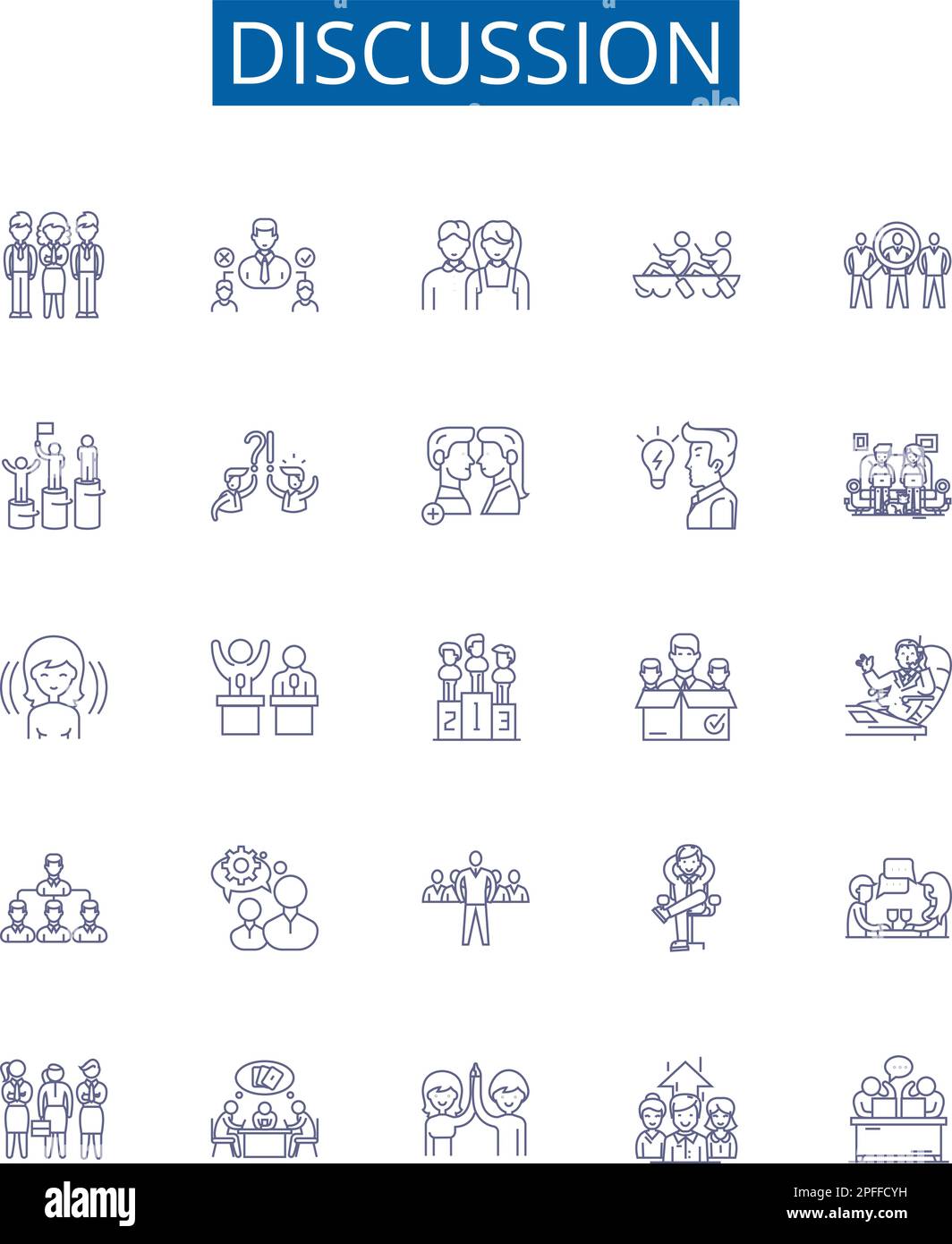 Discussion line icons signs set. Design collection of Debate, Dialogue ... Discussion line icons signs set. Design collection of Debate, Dialogue ...