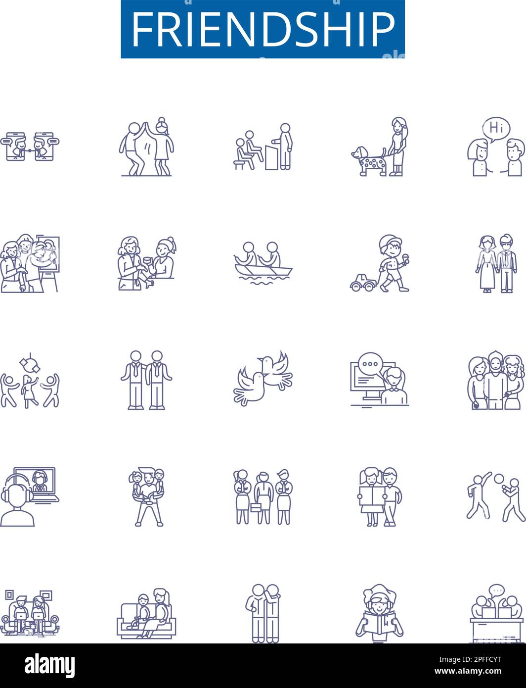 Friendship Line Icons Signs Set Design Collection Of Bonding