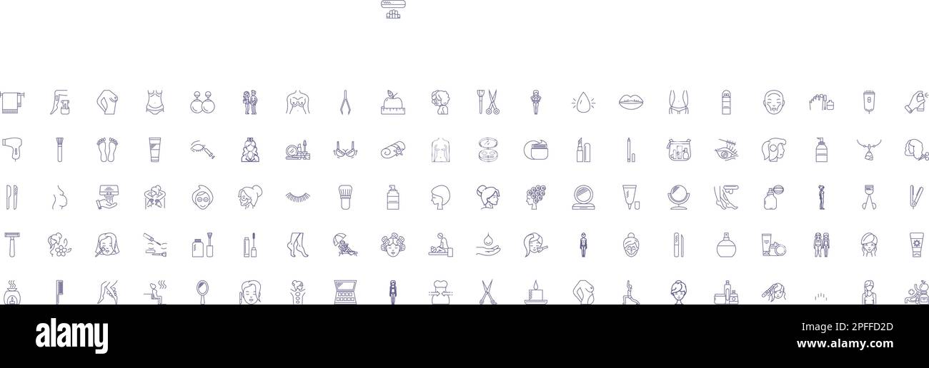 Beauty cosmetics line icons signs set. Design collection of Makeup ...