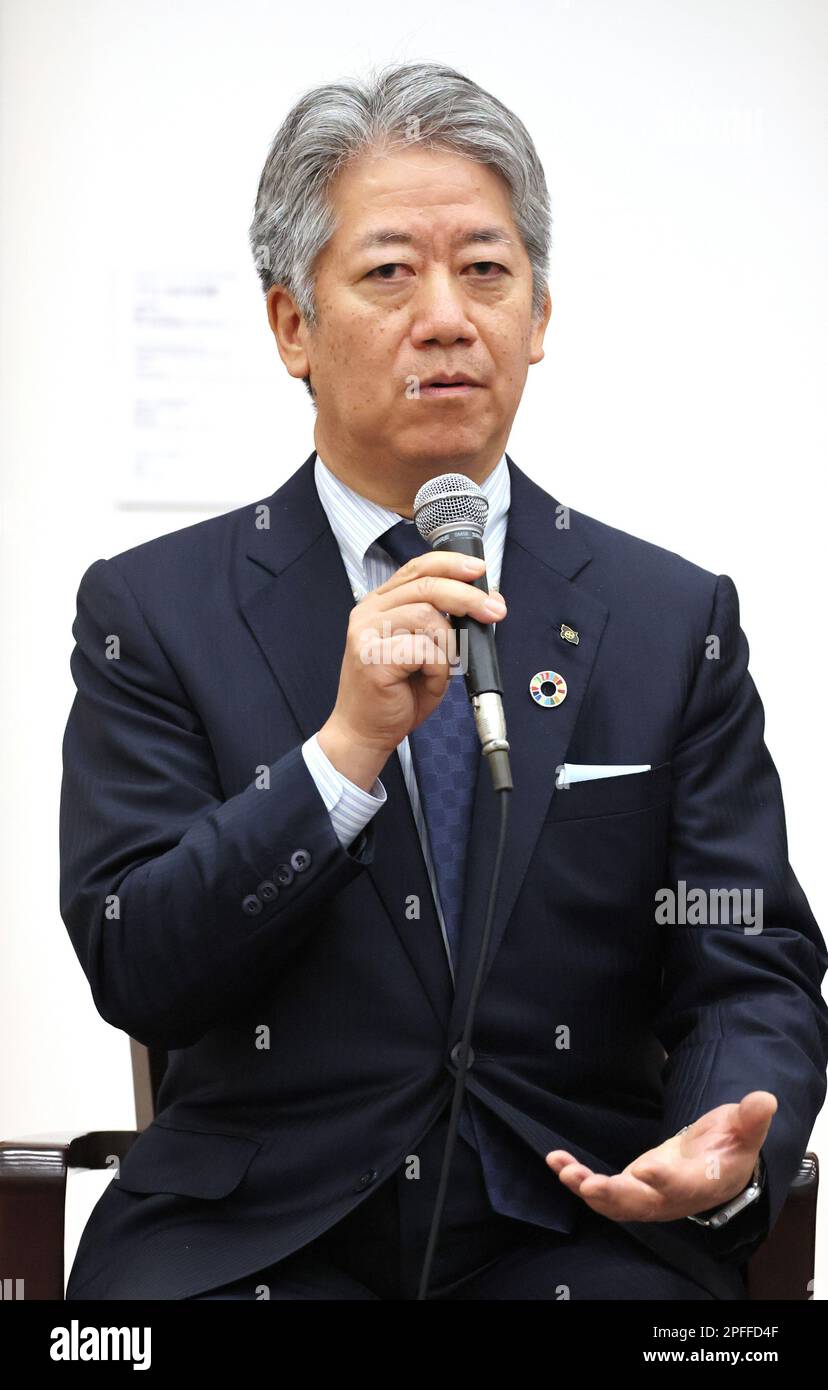 Tokyo, Japan. 17th Mar, 2023. Kawasaki Heavy Industries (KHI) president ...
