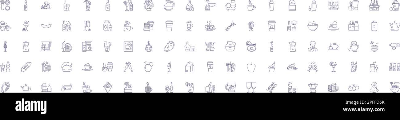 Drinks And Snack Line Icons Signs Set Design Collection Of Cuisine Diet Baking Feasting