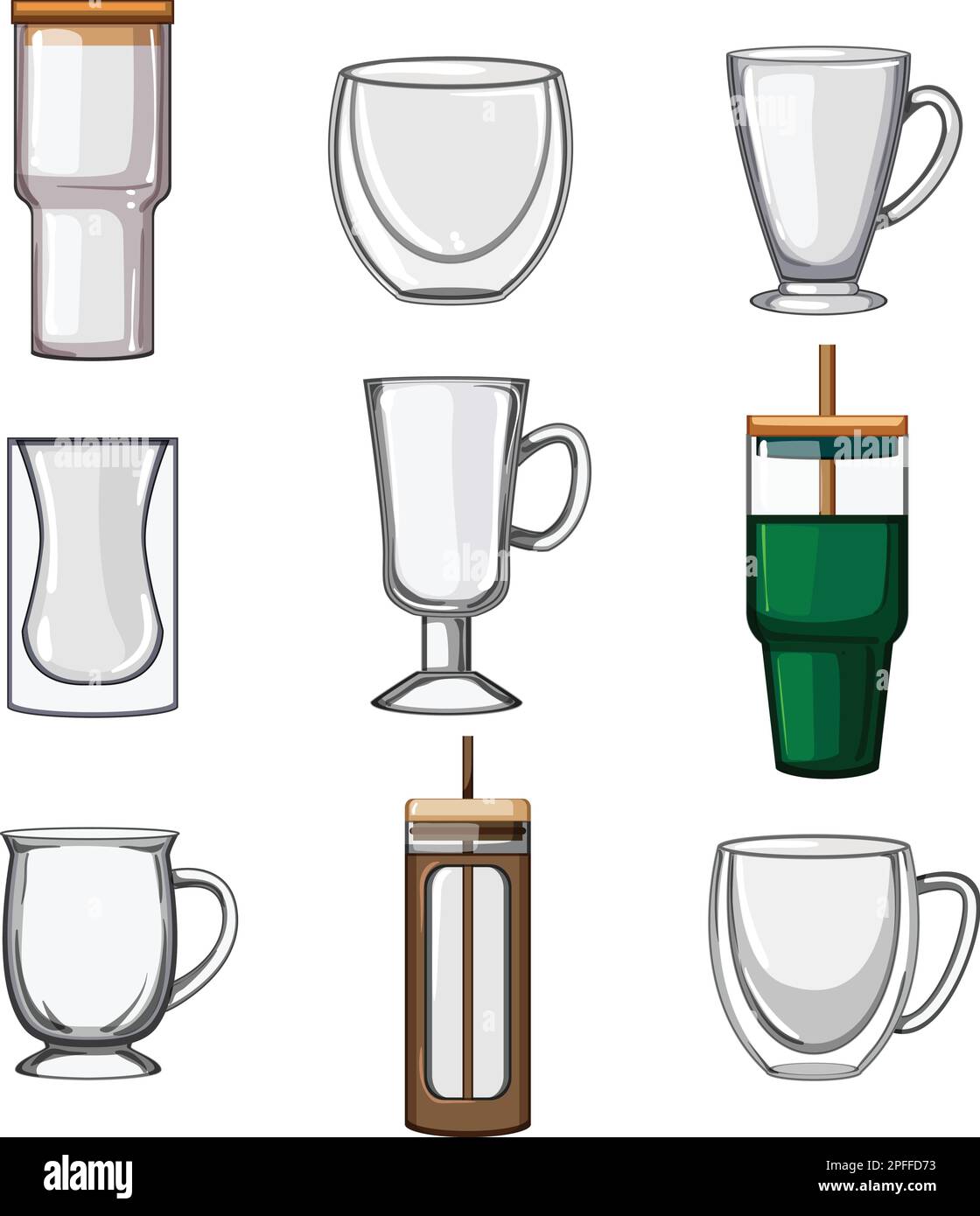 coffee glass set cartoon vector illustration Stock Vector Image & Art ...