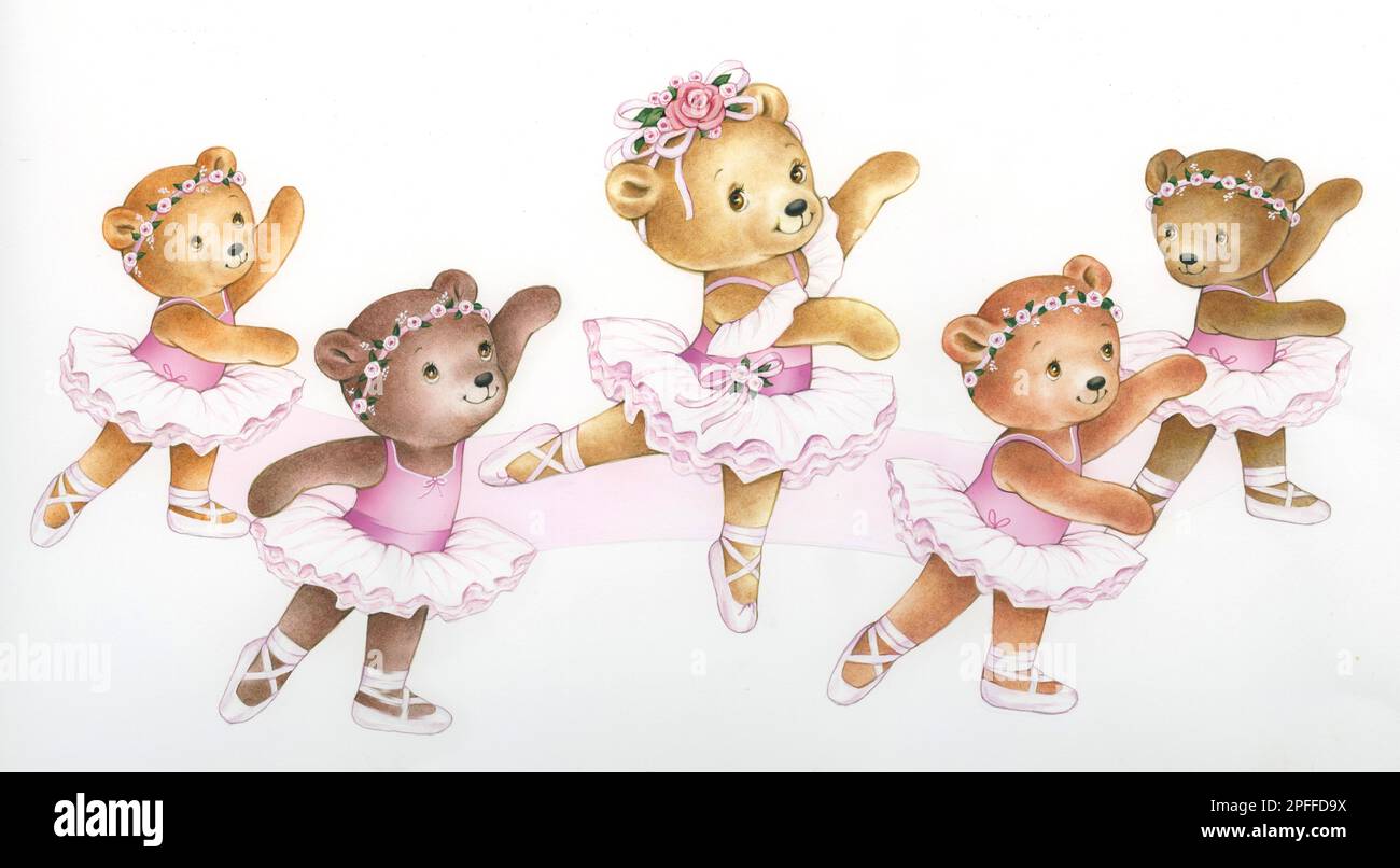 ballet-teddy ballerina dancing with other teddies in tutus Stock Photo ...