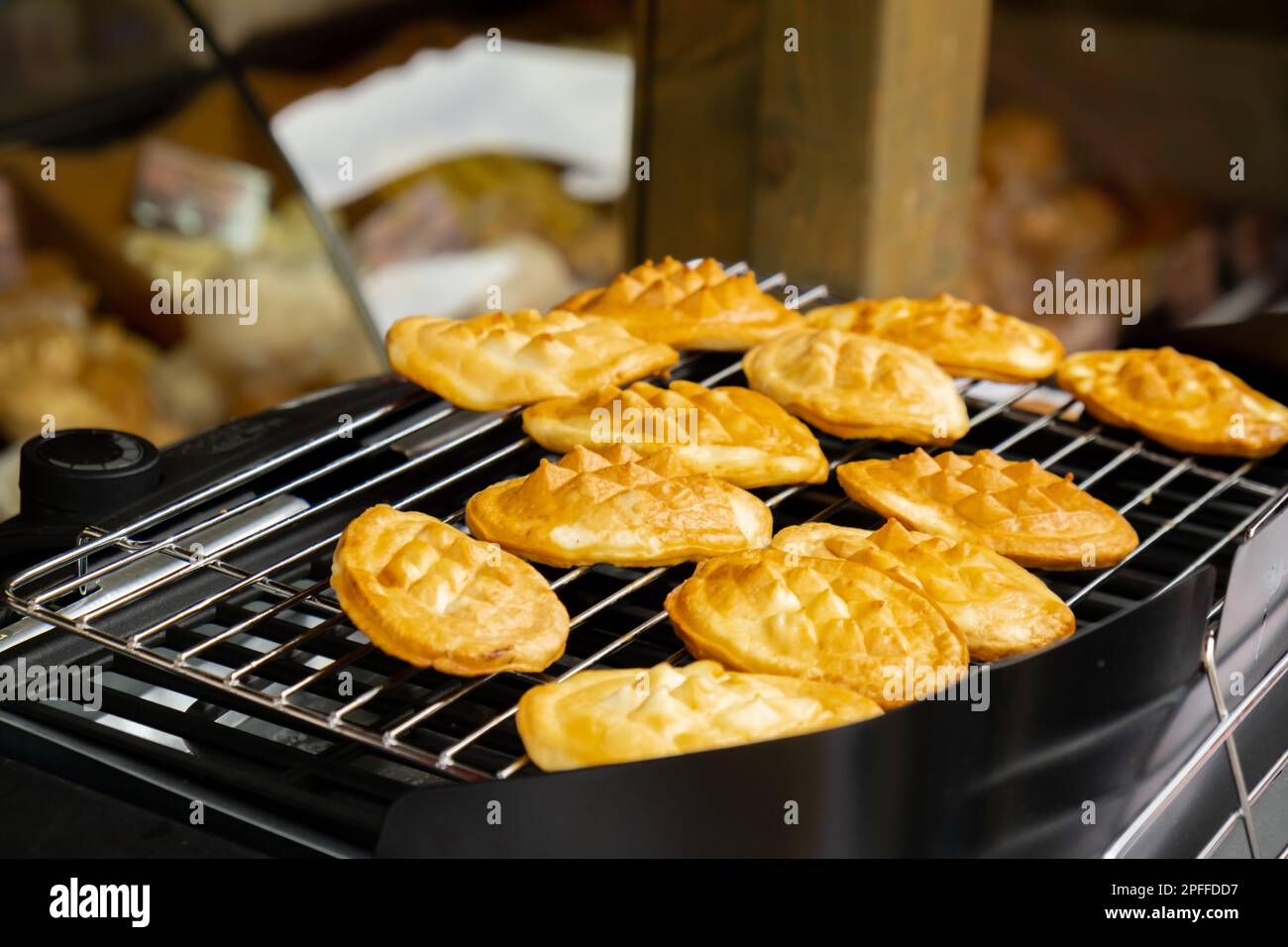 Traditional polish cuisine grilled cheese. Street food market Jarmark ...