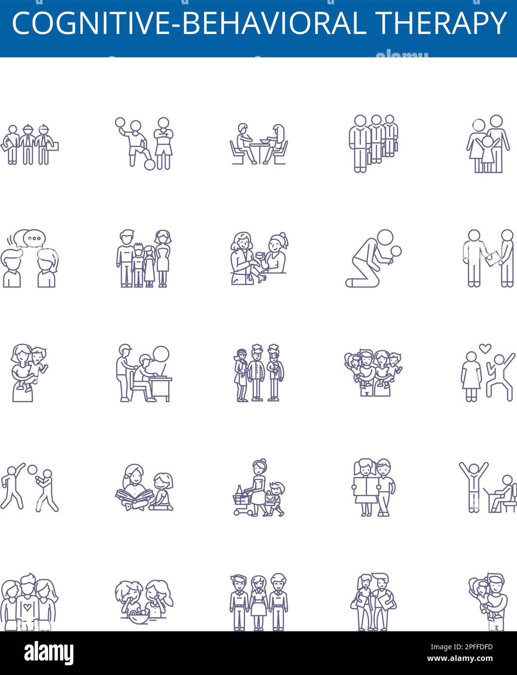 Cognitive-behavioral therapy line icons signs set. Design collection of ... Cognitive-behavioral therapy line icons signs set. Design collection of ...