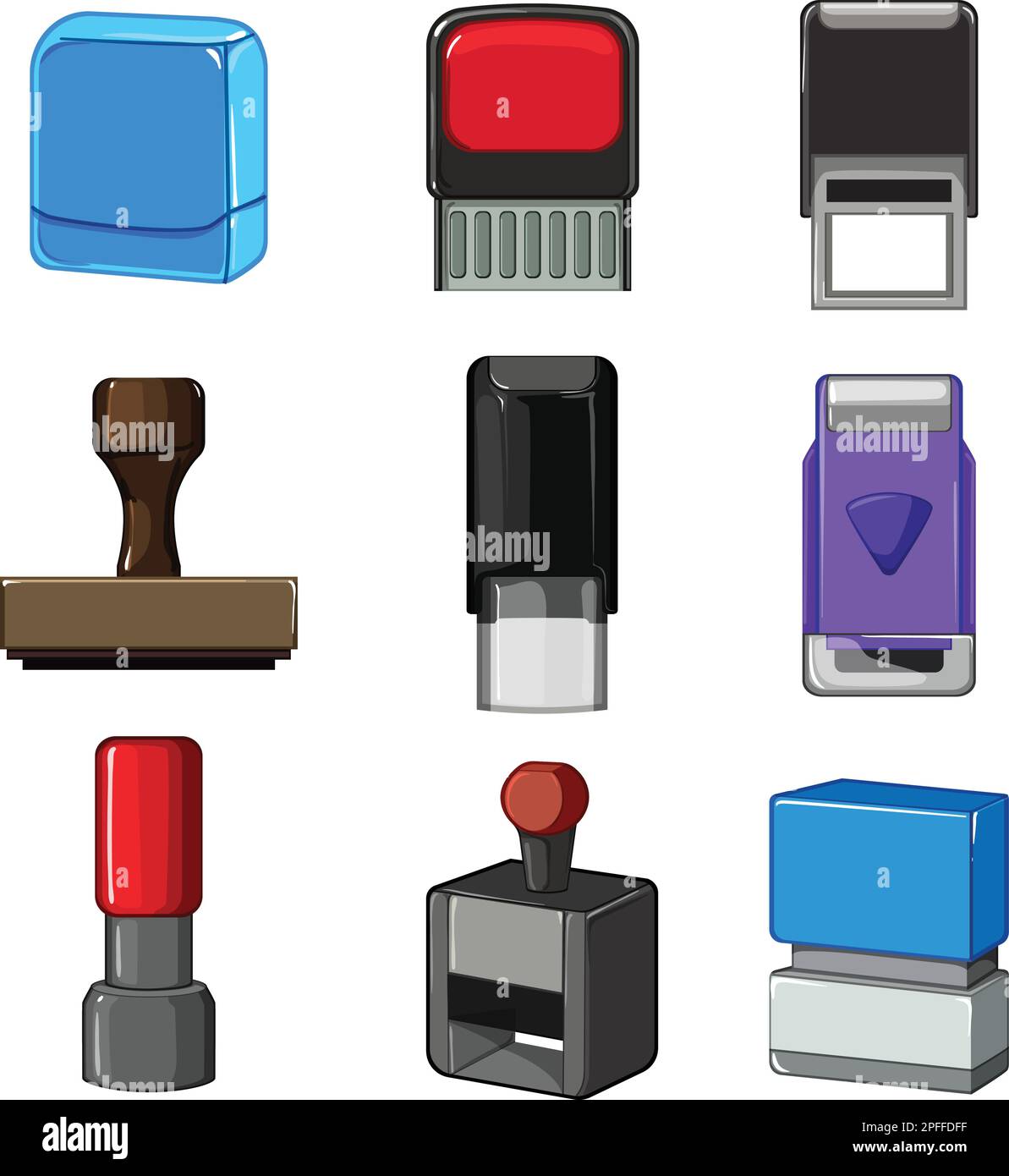 stamp handle set cartoon vector illustration Stock Vector Image & Art ...