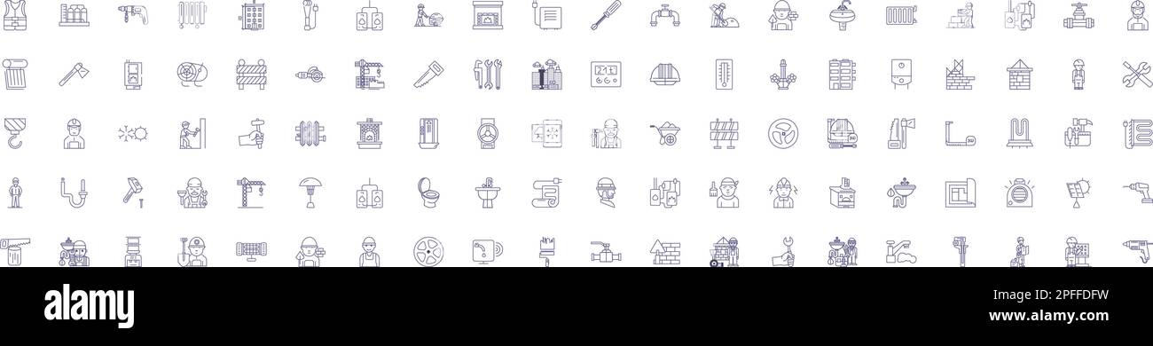 Building maintenance line icons signs set. Design collection of Repair ...