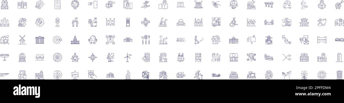 Destination line icons signs set. Design collection of Destination ...