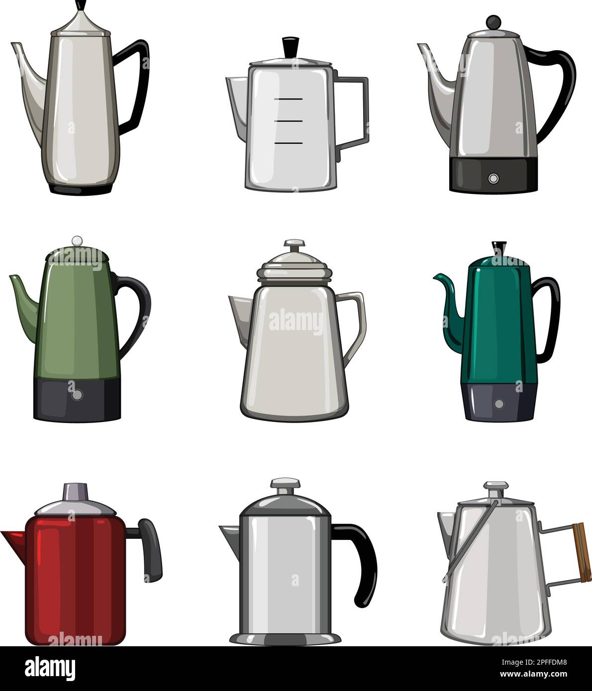 percolator pot coffee set cartoon vector illustration Stock Vector ...
