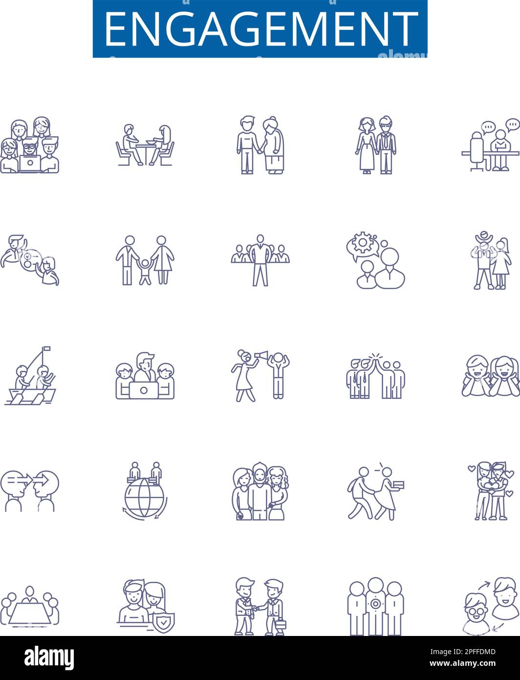 Engagement line icons signs set. Design collection of Involvement ...