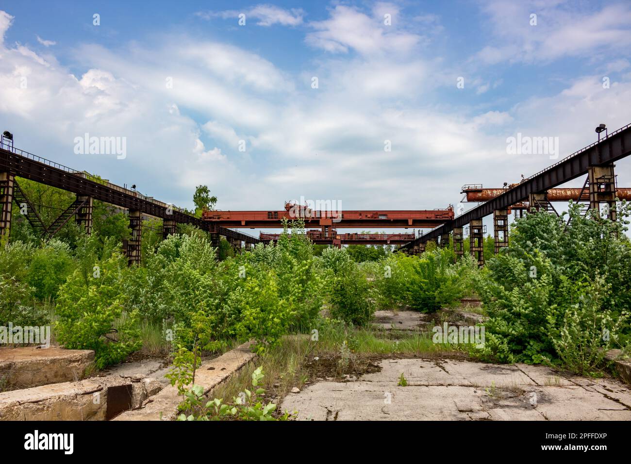 Truck crane at the old Industrial factory Stock Photo - Alamy