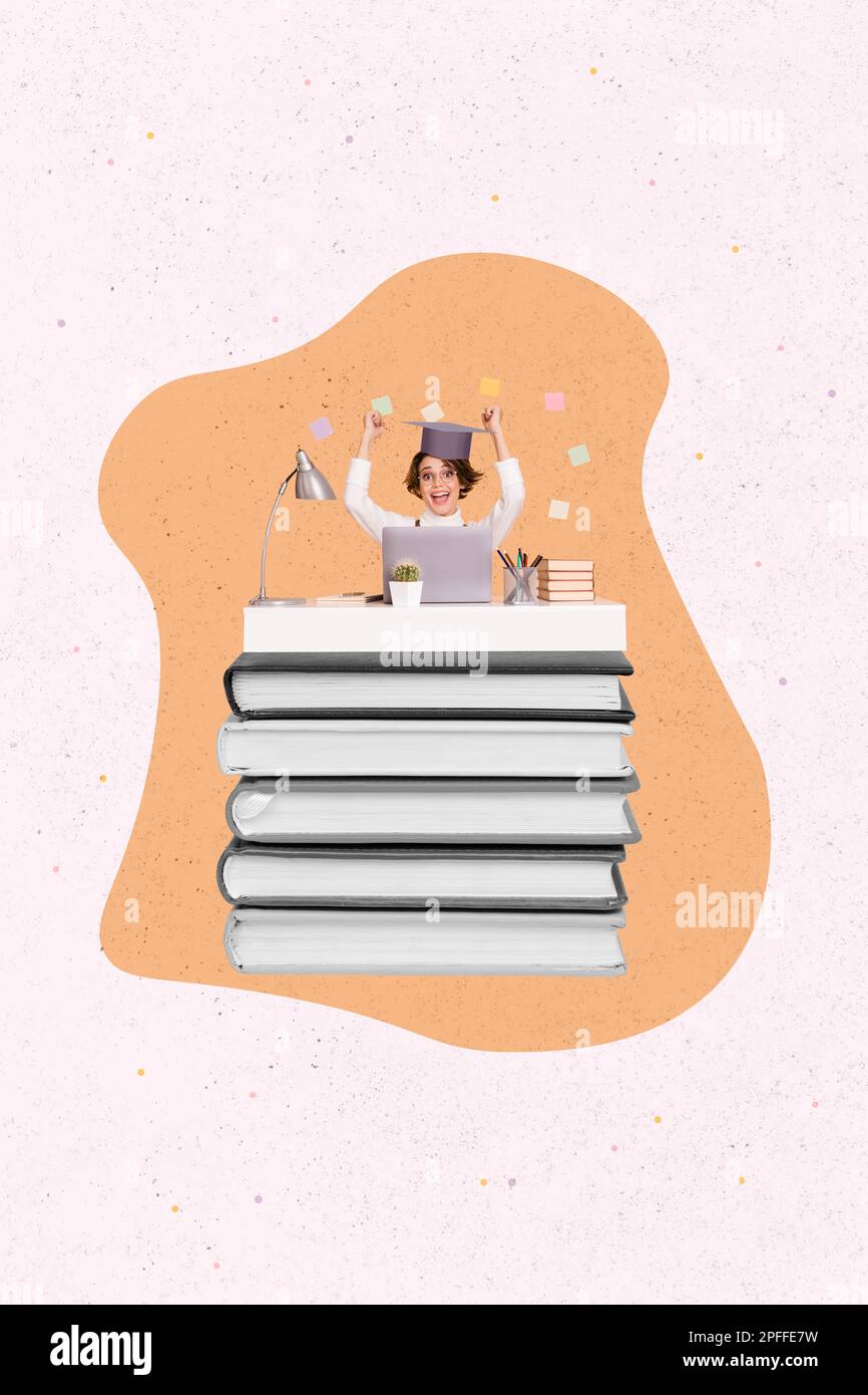 Creative 3d photo artwork graphics collage painting of happy lucky lady ...