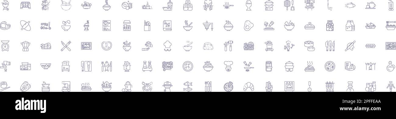 Eclectic eatery line icons signs set. Design collection of Eclectic, Eatery, Restaurant, Cuisine ...