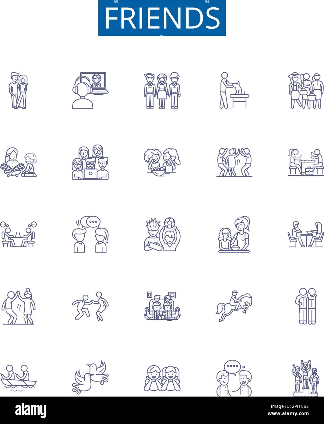 Friends line icons signs set. Design collection of companions, pals ...