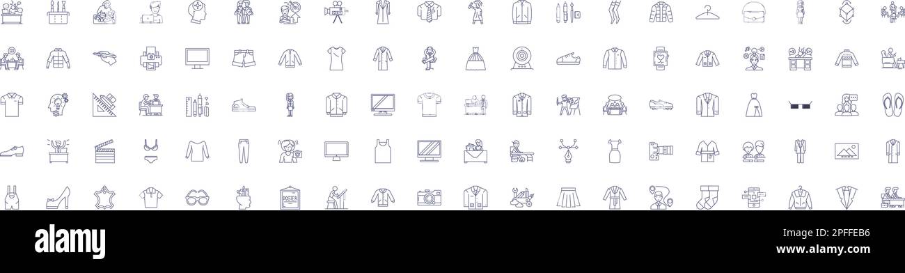 Clothes shop line icons signs set. Design collection of Clothing, Shop ...