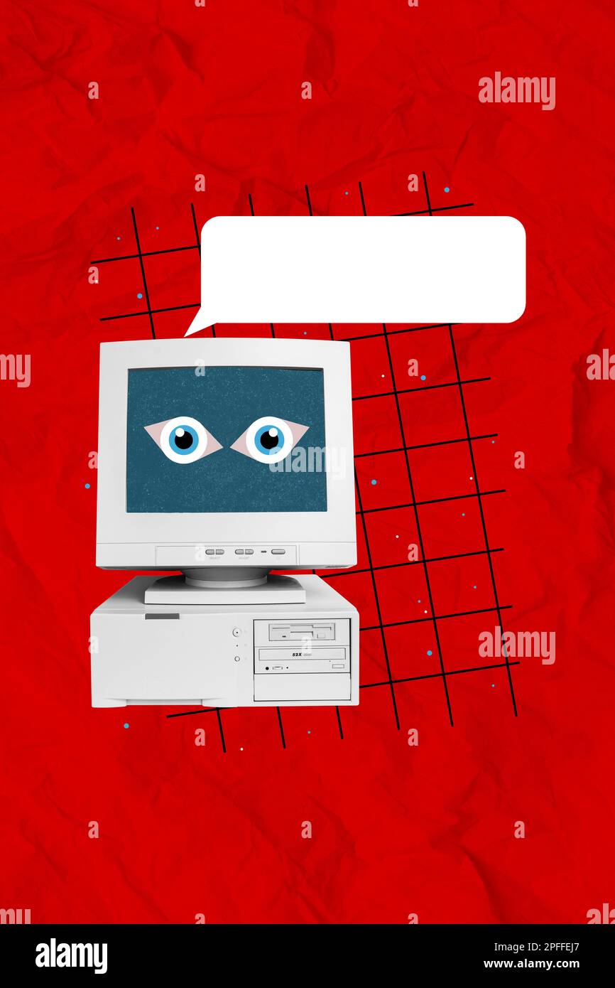 Creative 3d photo artwork graphics collage painting of obsolete device ...