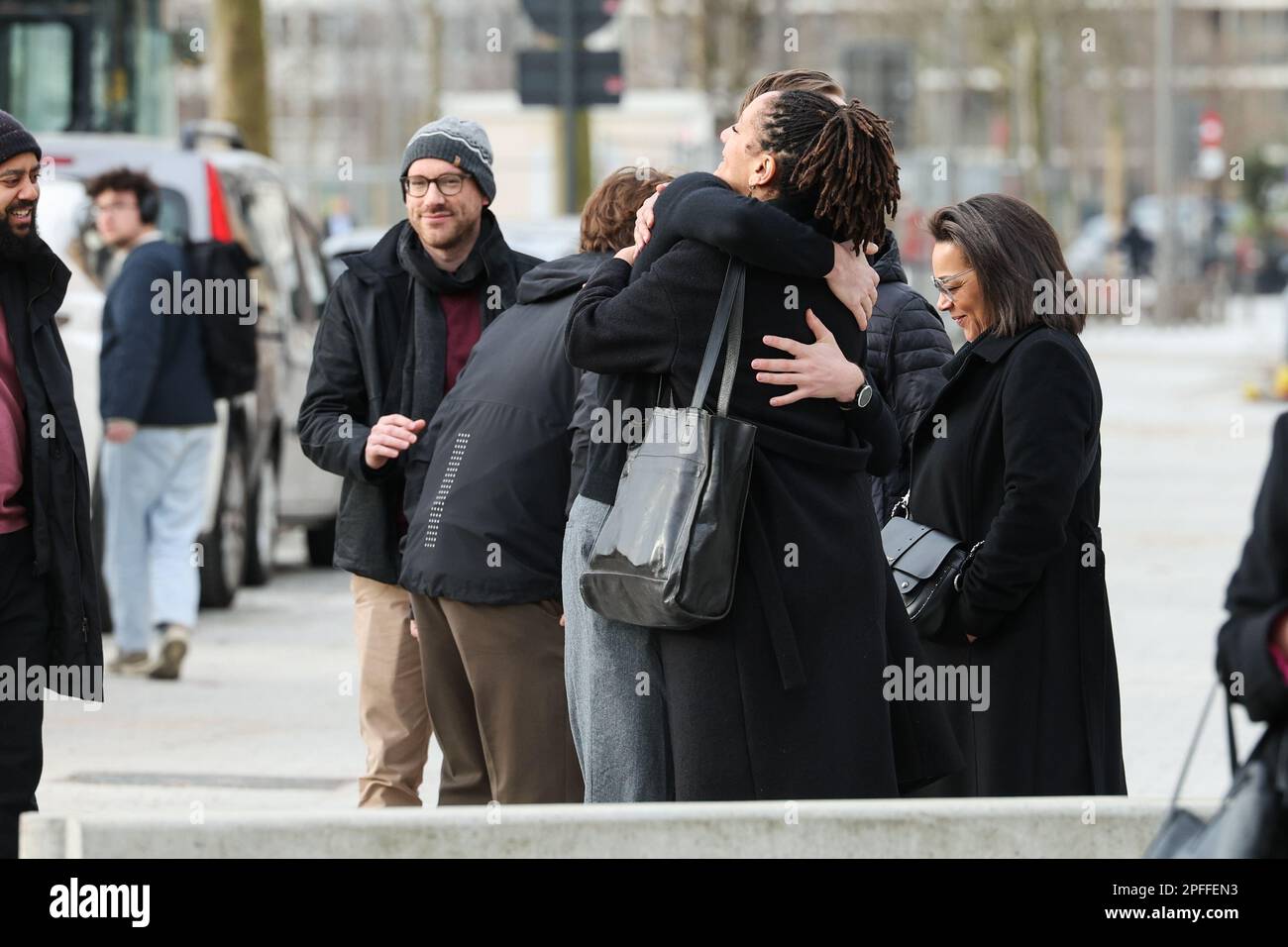 Family and friends of Sanda Dia arrive for a session of the case before ...