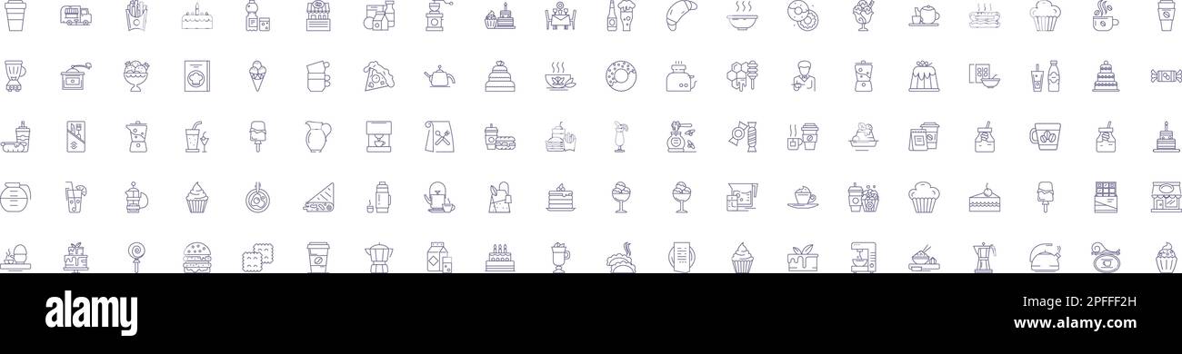 Cafe assortment line icons signs set. Design collection of Coffee, Tea ...