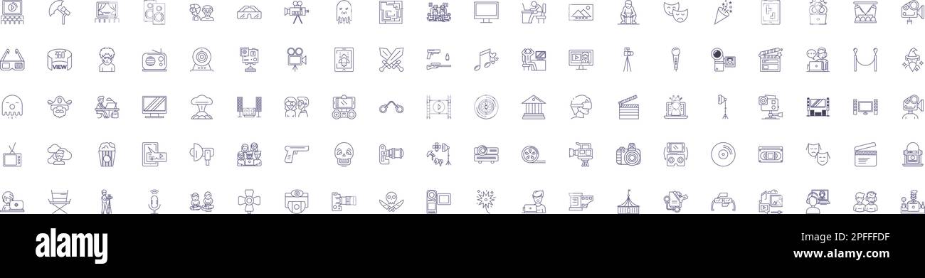 Cinema line icons signs set. Design collection of Film, Theater, Movie ...