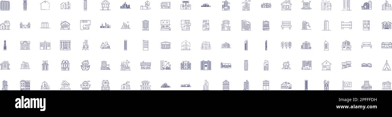 Houses line icons signs set. Design collection of Home, Abode, Mansion ...