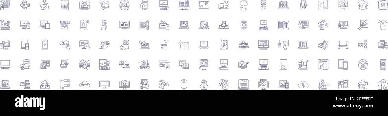Computer Line Icons Signs Set Design Collection Of Hardware Software Data Network Monitor