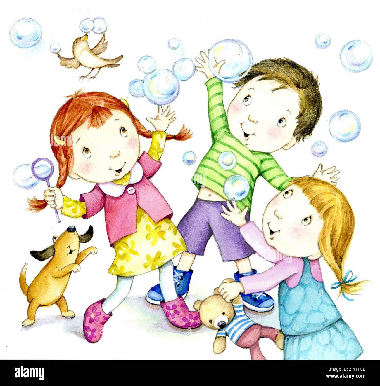 Children chasing bubbles hi-res stock photography and images - Alamy