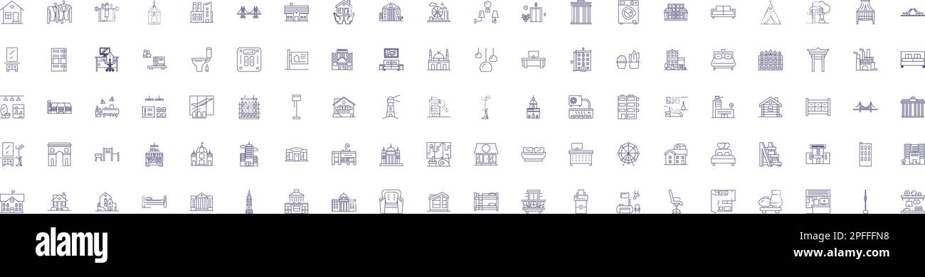 City living line icons signs set. Design collection of Urban ...