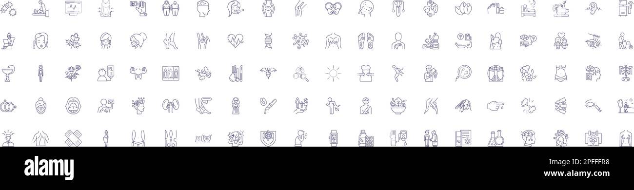 Healthy lifestyle line icons signs set. Design collection of Exercise ...