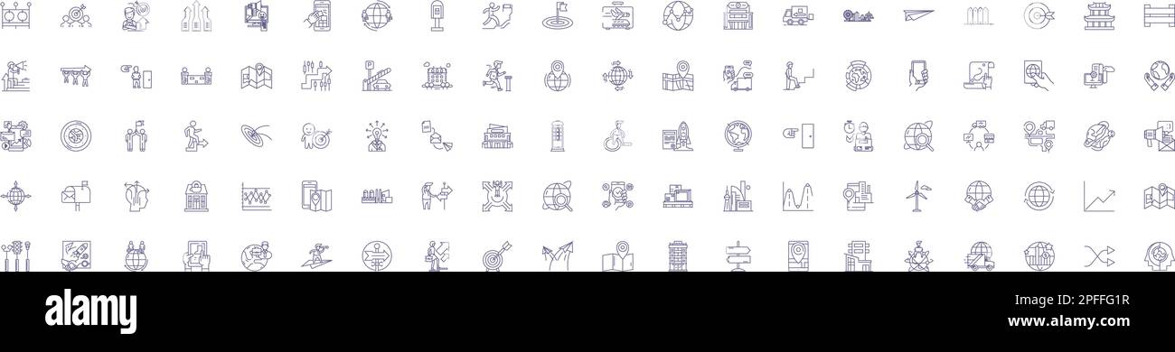 City map line icons signs set. Design collection of City, Map, Urban ...