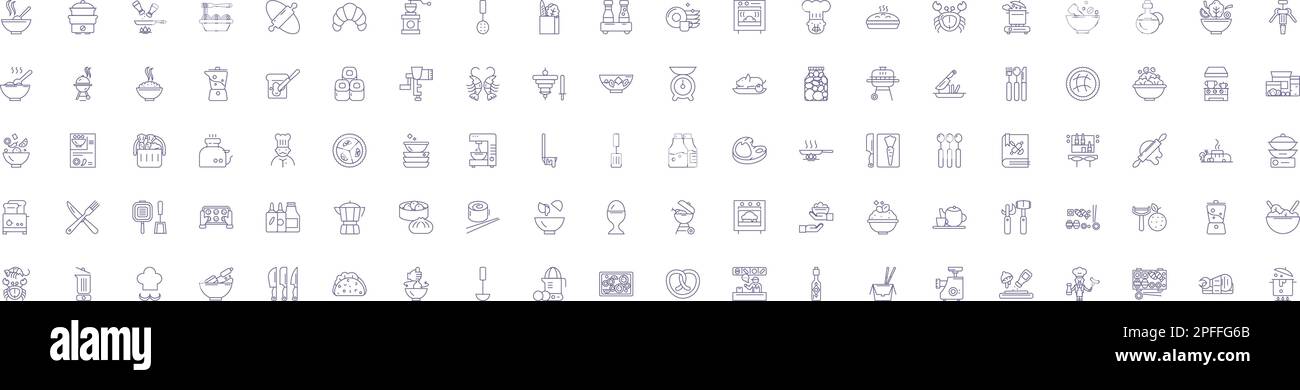 Lunch time line icons signs set. Design collection of Mealtime ...